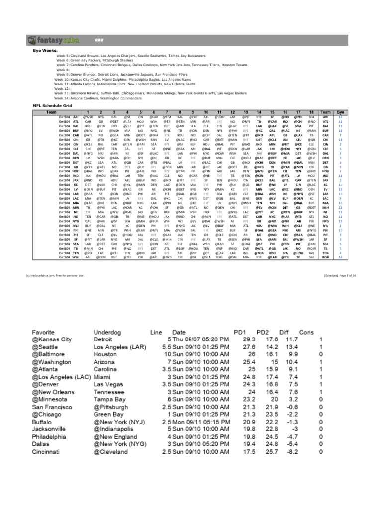 NFL Schedule | PDF | New York Giants | Sports Leagues
