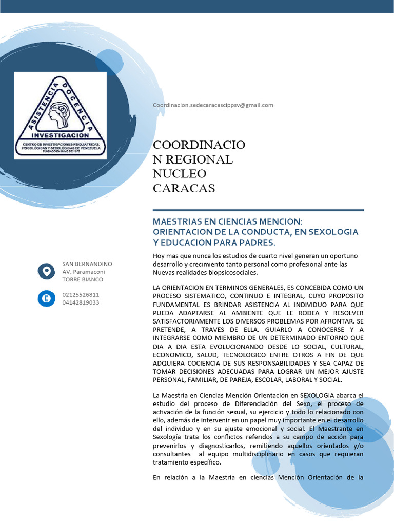 Maestrias y Costo CIPPSV Oct 2023 Con Materias | PDF | Sexología | Orientación sexual
