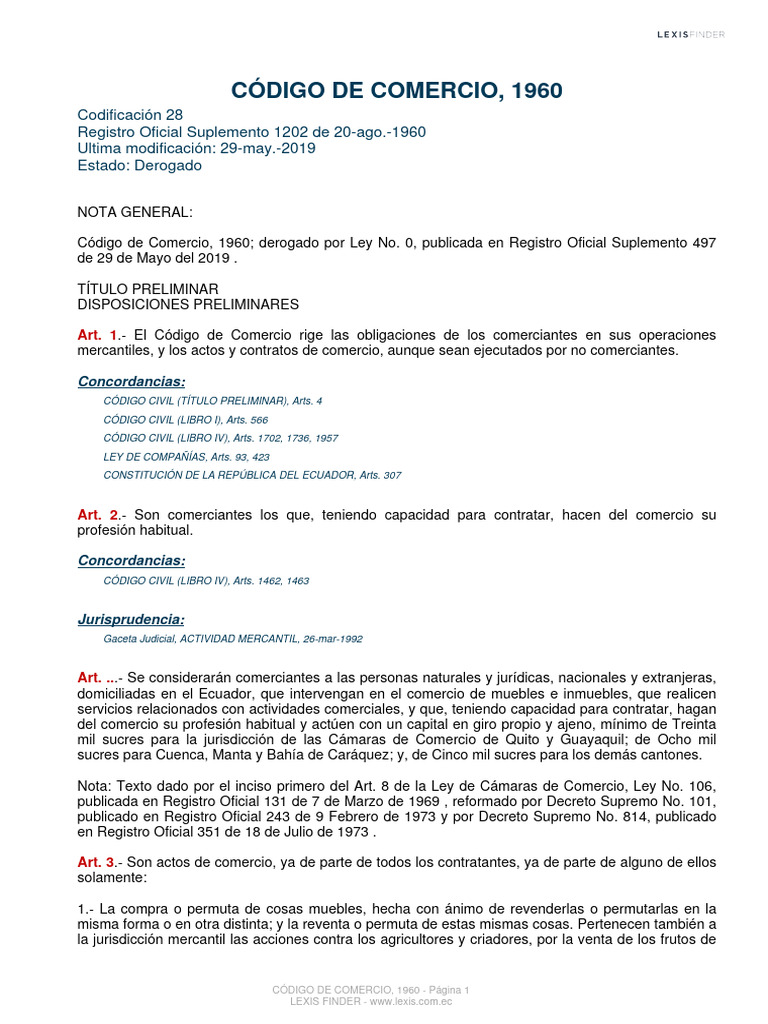 Codigo de Comercio 1960 | PDF | Caso de ley | Justicia