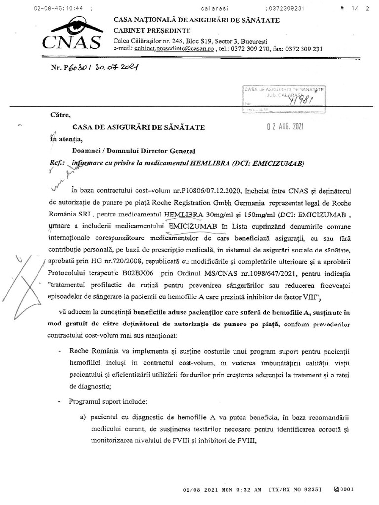 Informare Med. HEMLIBRA (DCI EMICIZUMAB) | PDF Informare Med. HEMLIBRA (DCI EMICIZUMAB) | PDF