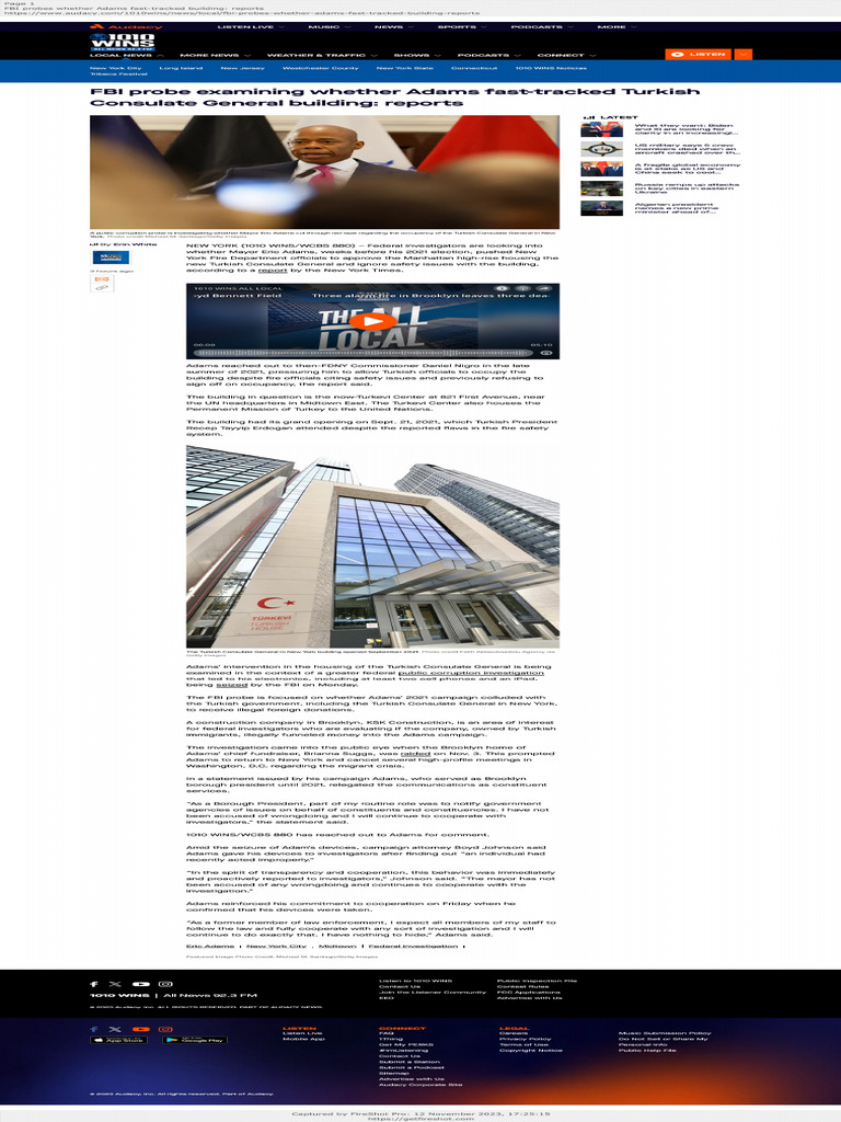 FBI Probes Whether Adams Fast-Tracked Building - Reports | PDF FBI Probes Whether Adams Fast-Tracked Building - Reports | PDF