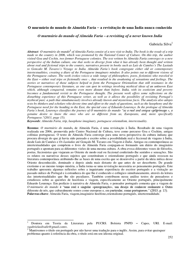 O Murmurio Do Mundo de Almeida Faria A R | PDF | Portugal