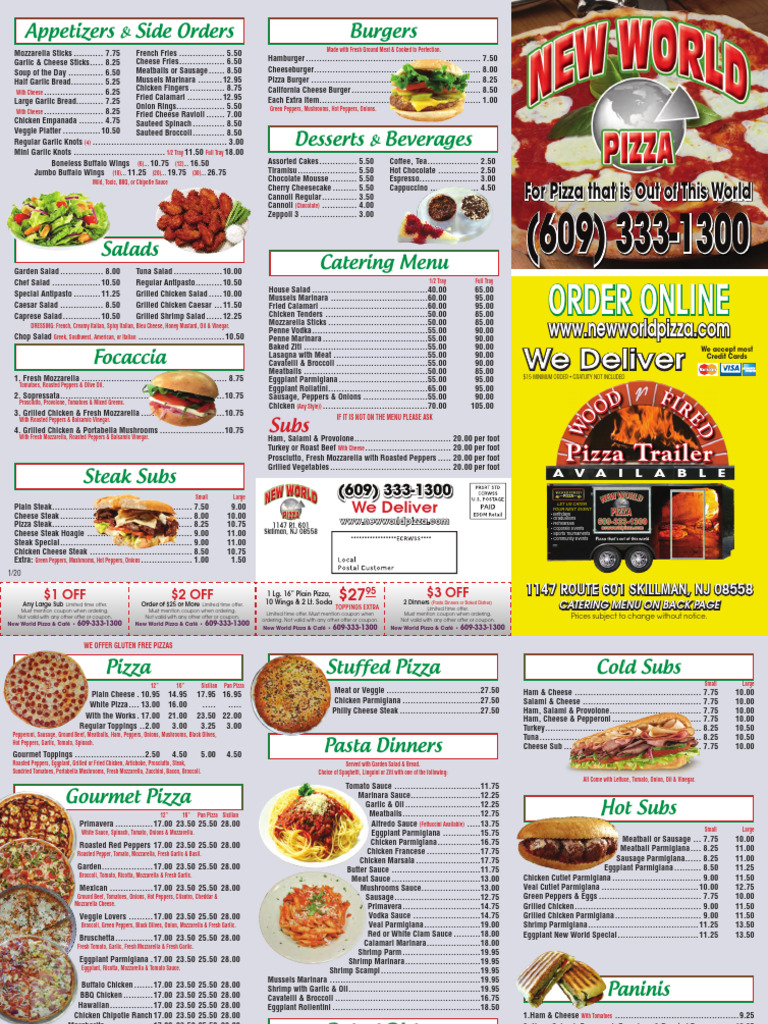 New World Pizza Menu | PDF | Pizza | Hamburgers