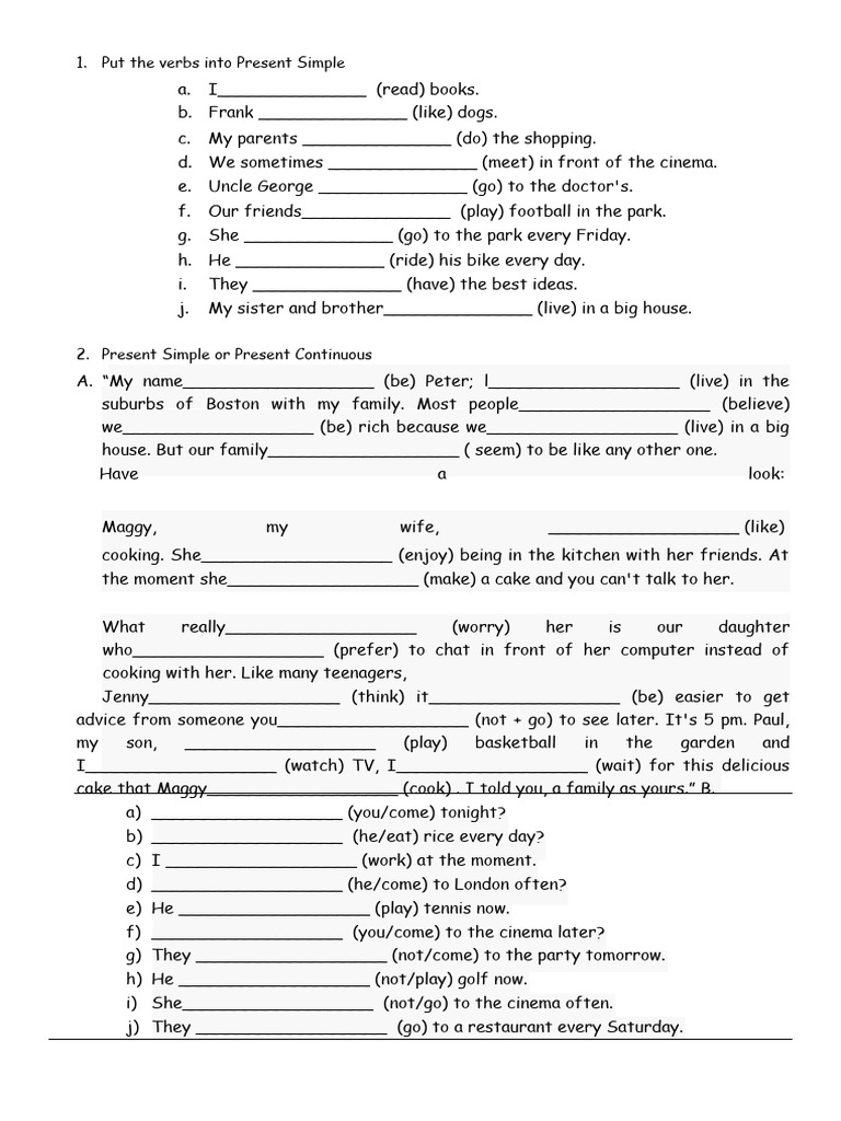 Present Simple Vs Present Continuous-5.razred | PDF