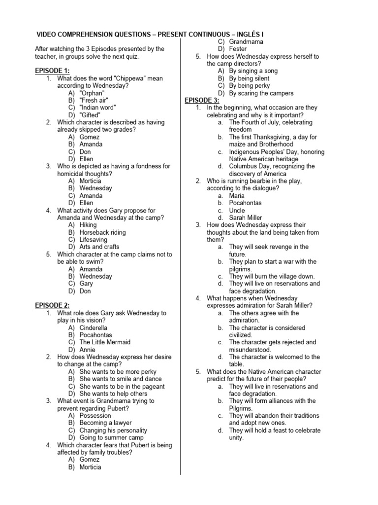 Video Comprehension Questions | PDF