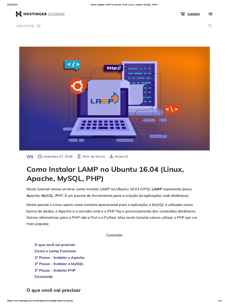 Como Instalar LAMP No Ubuntu 16.04 (Linux, Apache, MySQL, PHP) | PDF | Arquitetura de ...