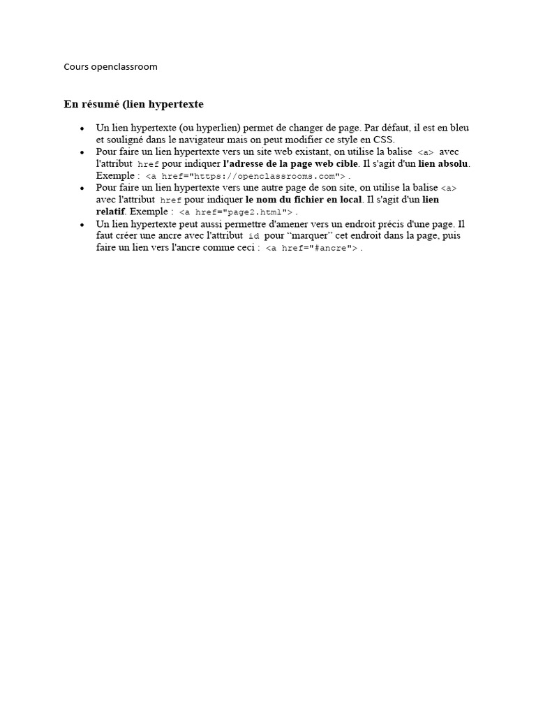 Cours Openclassroom | PDF