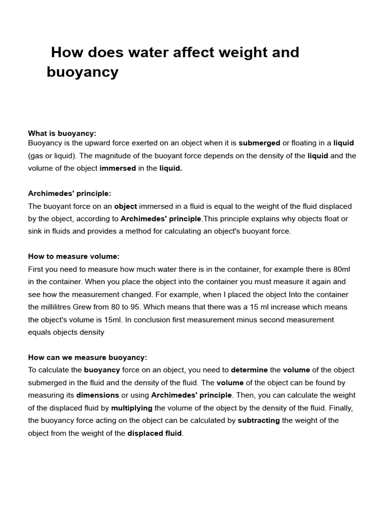 Buoyancy at Different Surface Areas | PDF | Buoyancy | Mechanics