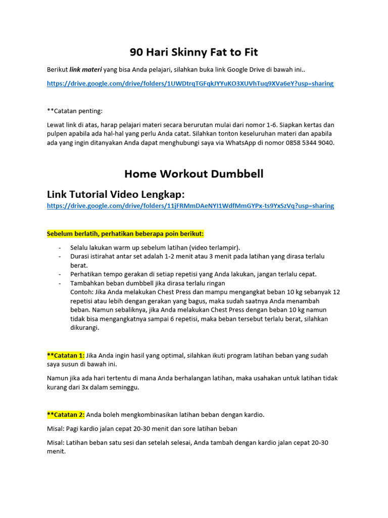 90 Hari Program Latihan Skinny Fat | PDF