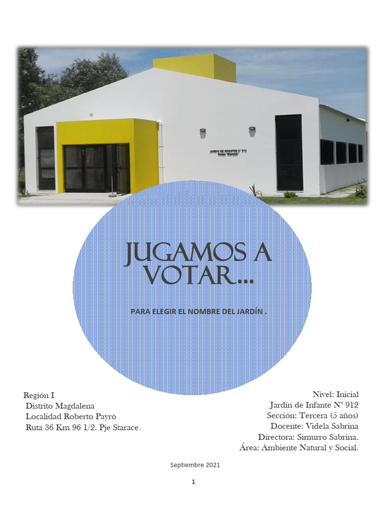 ACTE 2021 JI N912 Magdalena Jugamos A Votar para Elegir El Nombre Del Jardin Informe | PDF ...