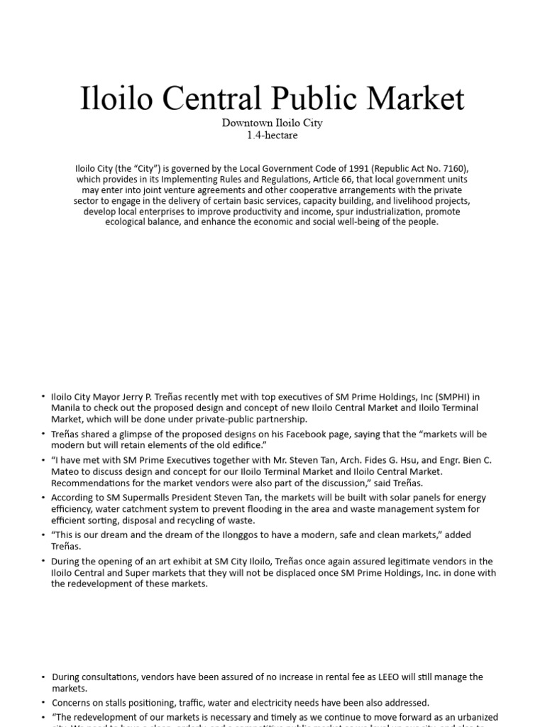 Iloilo Central Market Redevelopment Plan | PDF | Economies