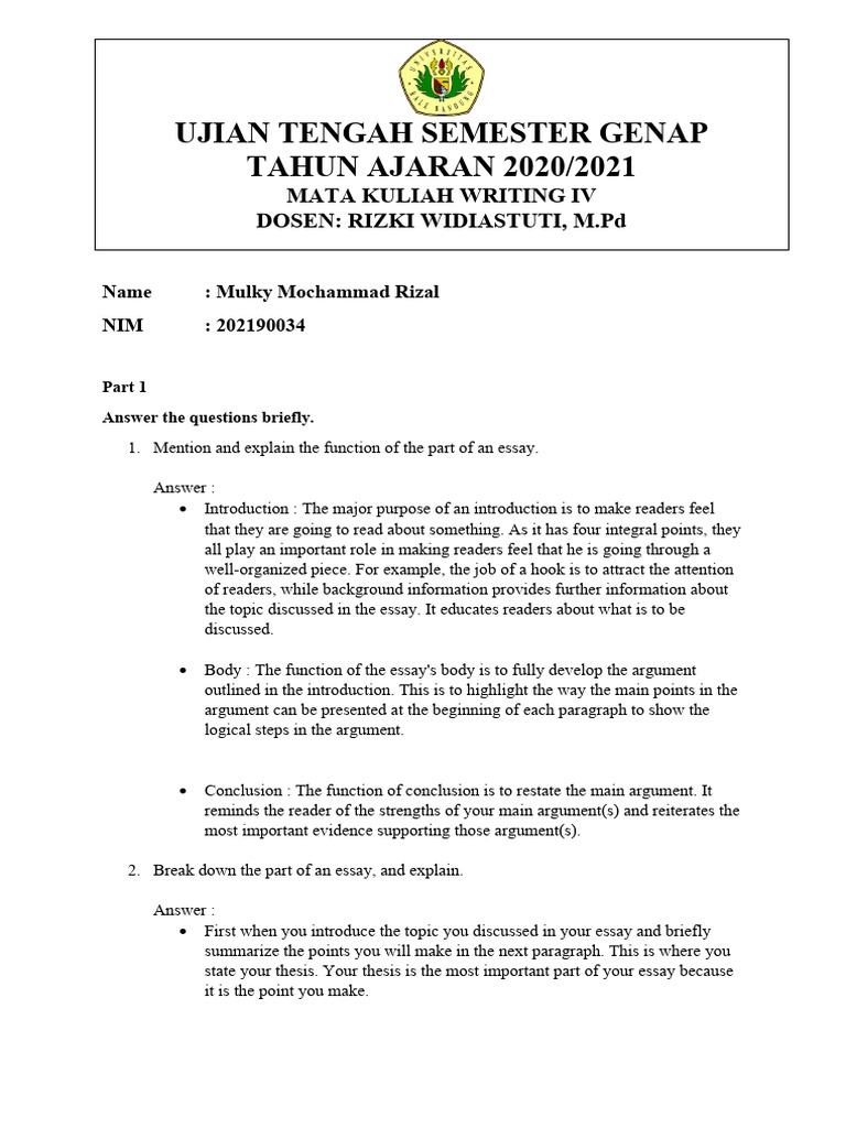 Uts Writing Iv (Mulky) | PDF | Essays | Argument