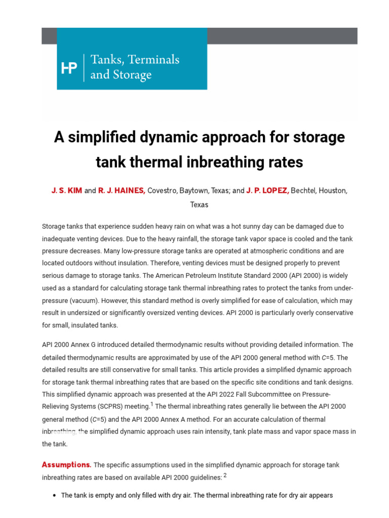 Tanks, Terminals and Storage-Kim (Covestro Bechtel) | PDF | Heat ...