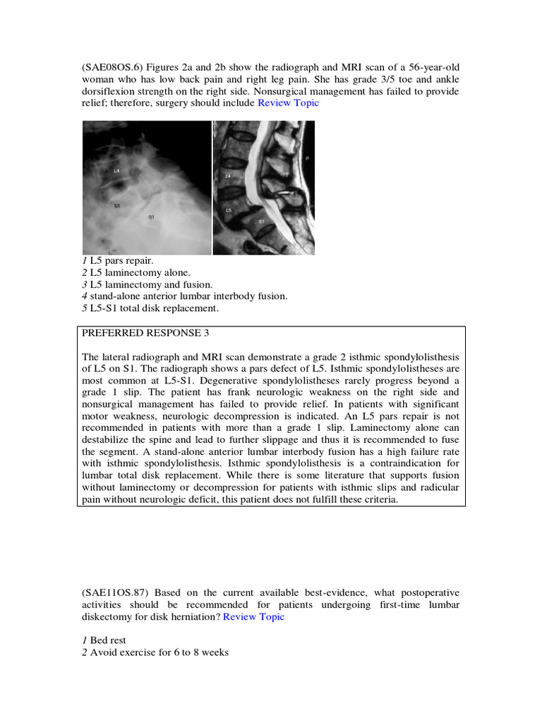 Paid Orthobullet MCQs - Spine | PDF | Skeletal System | Musculoskeletal ...