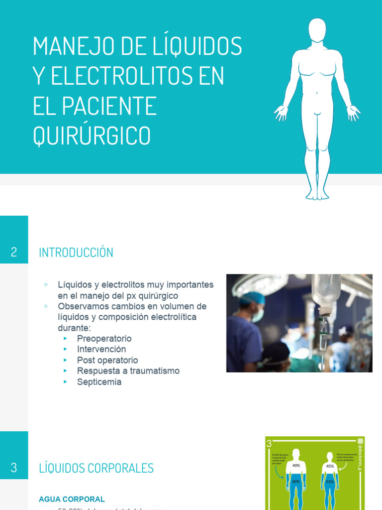 Manejo de líquidos y electrolitos en el paciente quirúrgico | PDF | Potasio | Química