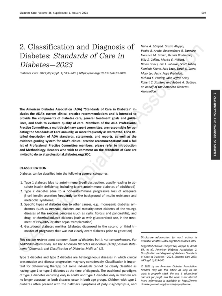 2023 Ada Diabete Standards of Care in Diabetes Diab Care | PDF ...