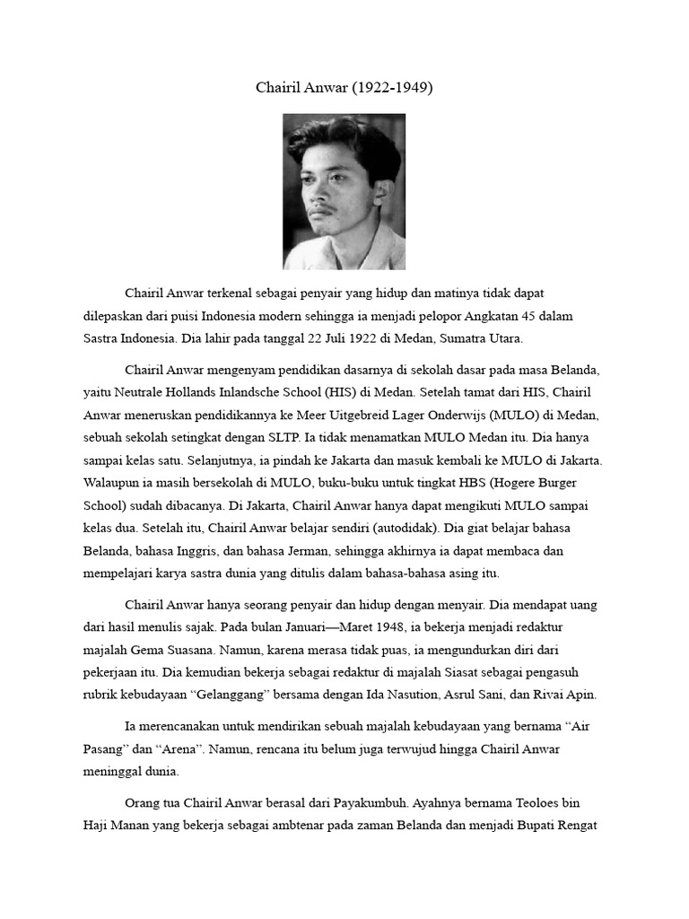 Biografi Chairil Anwar | PDF