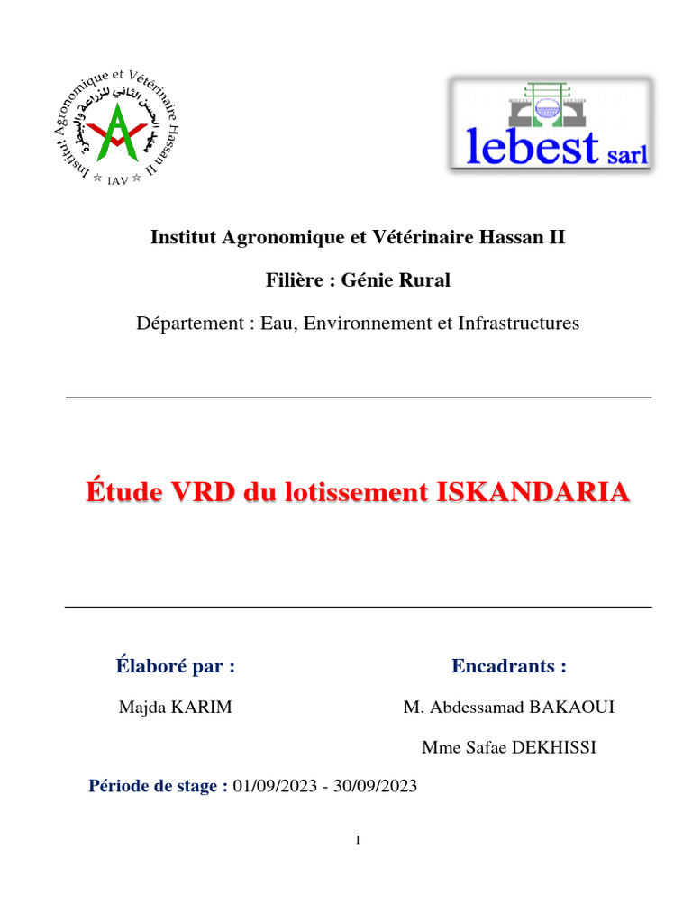 Étude VRD du lotissement ISKANDARIA | PDF | Assainissement | Boire de l'eau