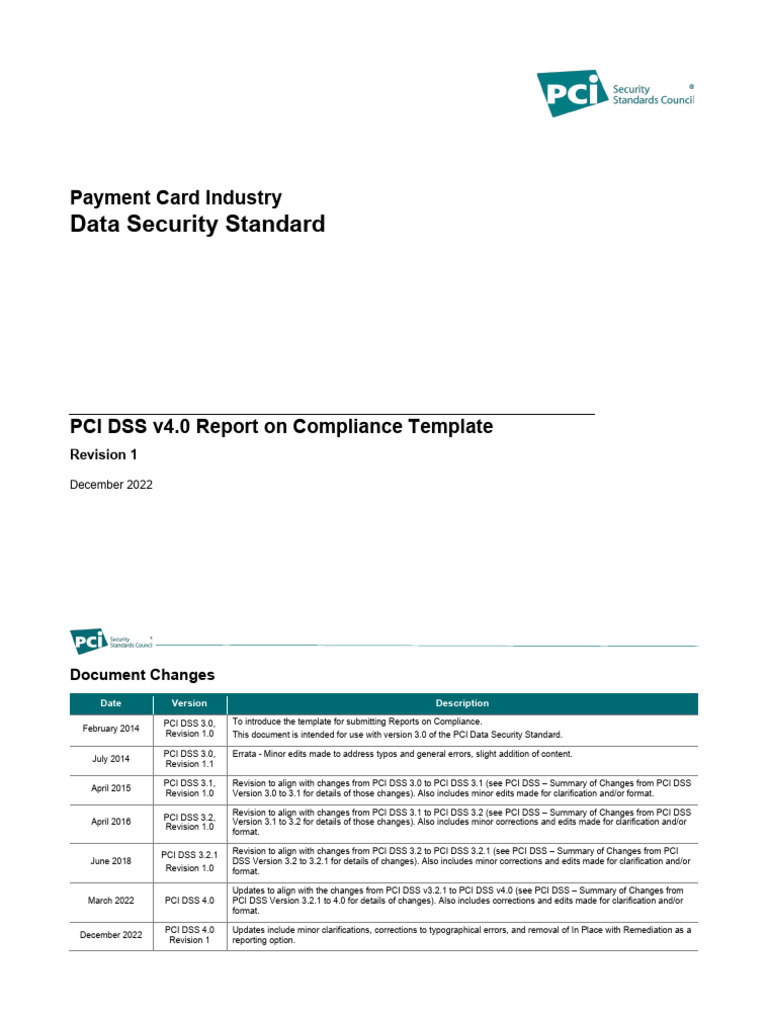 PCI DSS v4.0 Compliance Report Template | PDF | Payment Card Industry Data Security Standard ...