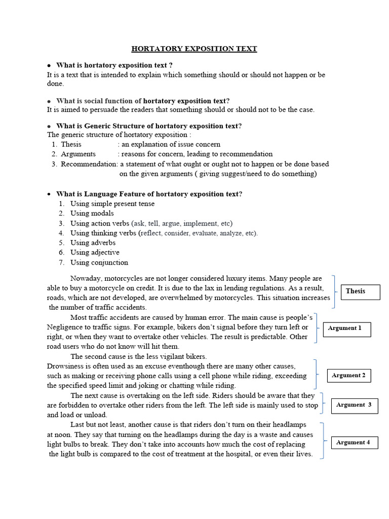 Hortatory Exposition Text | PDF | Verb | Argument