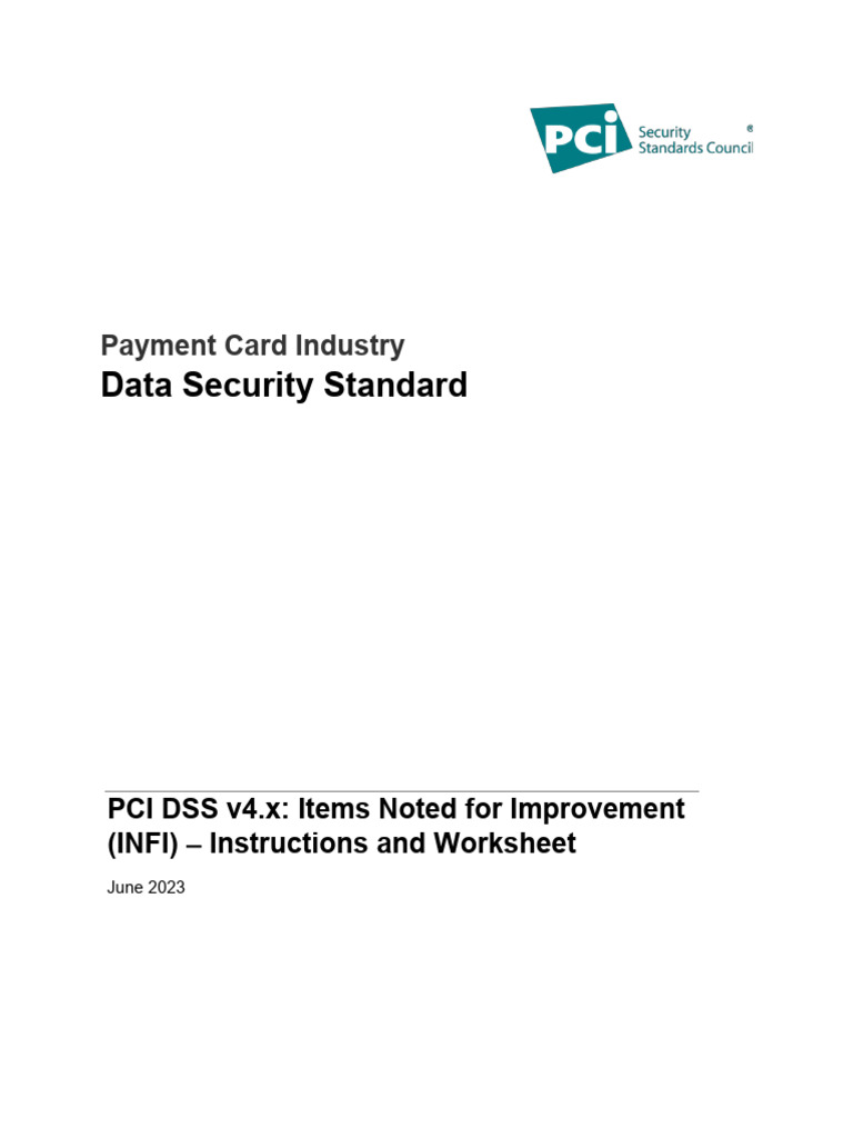 PCI DSS v4 X INFI Instructions and Worksheet | PDF | Payment Card ...