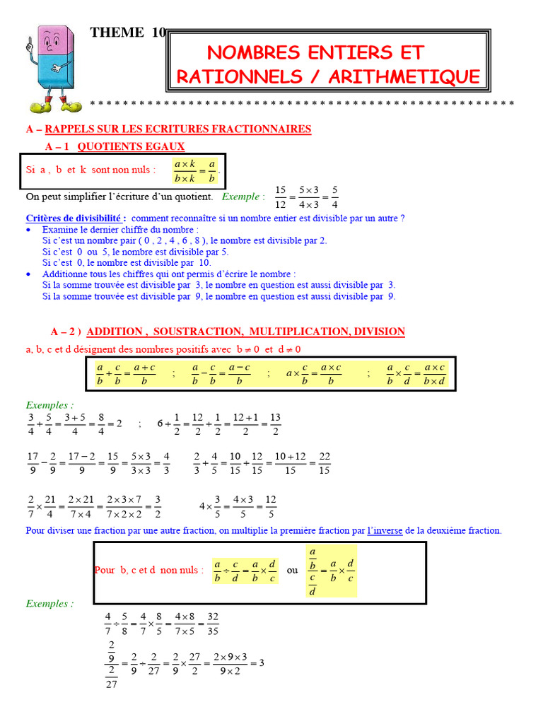 Arithmétique : Nombres et Fractions | PDF | Nombre | Concepts mathématiques