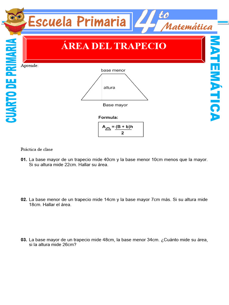 Ejercicios de área y altura del trapecio | PDF