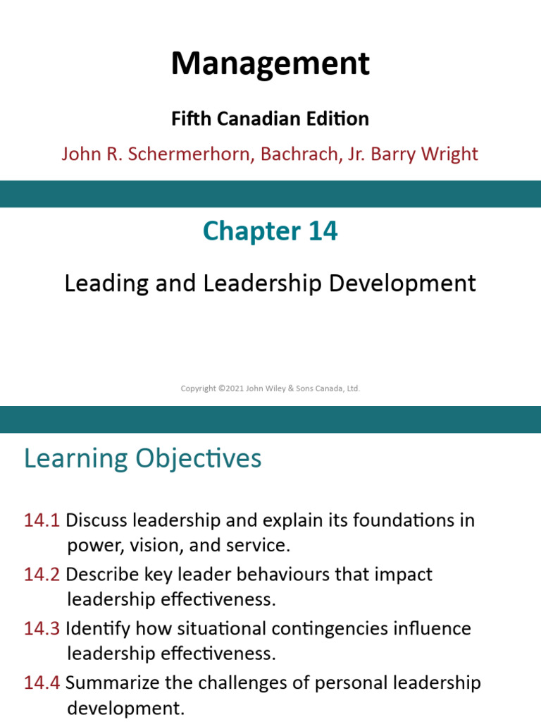 Schermerhorn5eCE PPT14 | PDF | Leadership | Power (Social And Political)