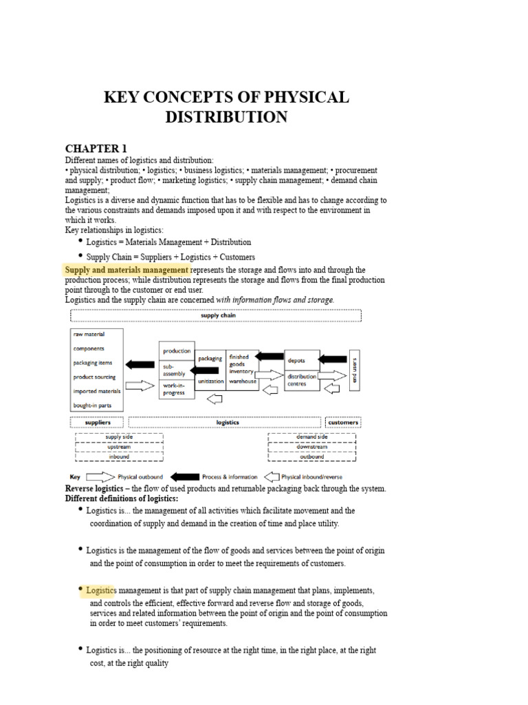 Key Concepts of Physical Distribution | PDF | Logistics | Warehouse