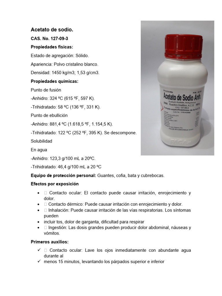 Acetato de Sodio | PDF