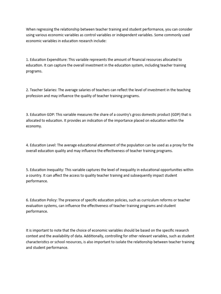 Variables For Regression PDF