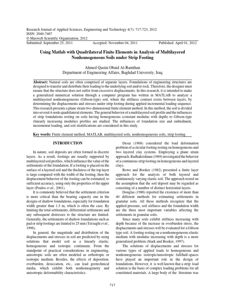 Using Matlab With Quadrilateral Finite Elements in Analysis of Multilayered | Download Free PDF ...