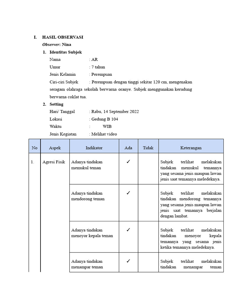 Contoh Latihan Panduan Checklist | PDF