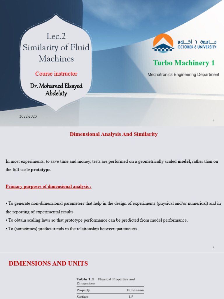 Lec.2 Similarity of Fluid Machines | PDF | Fluid Dynamics | Turbine