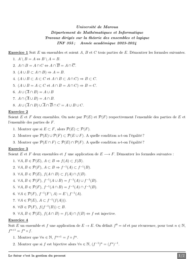 TD Inf 355 | PDF | Théorie des graphes | Inclusion (mathématiques)