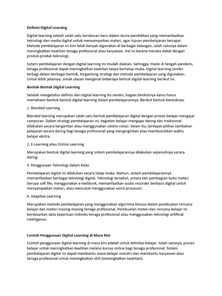 Definisi Digital Learning | PDF