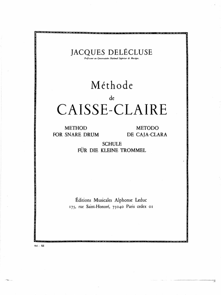 Jacques Delecluse Methode de Caisse-Claire | PDF