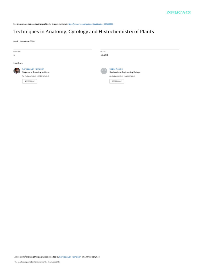 Cytology and Cytochemistry- Manual | PDF | Tissue (Biology) | Plant Stem