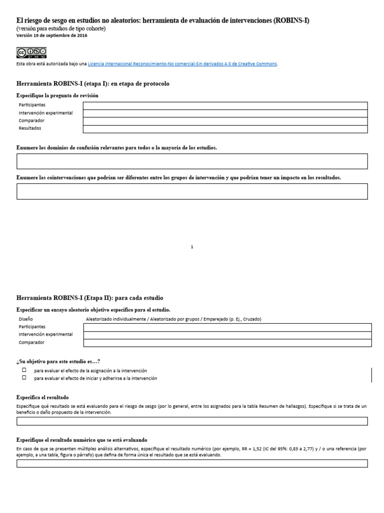 ROBINS-I Tool Blank Template 19sep2016.en - Es | PDF | Parcialidad ...