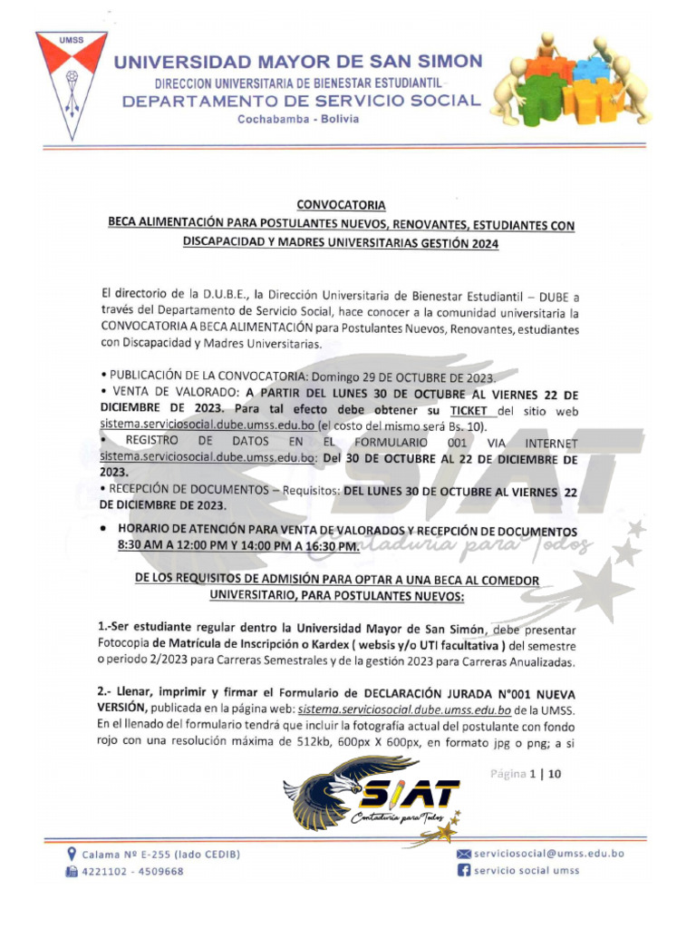 Convocatoria BECA COMEDOR 2024 | PDF