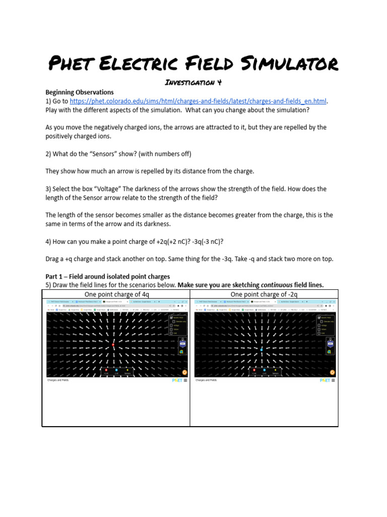 Hitchcock - Phet Electric Field Simulator | PDF | Electric Field | Electric Charge