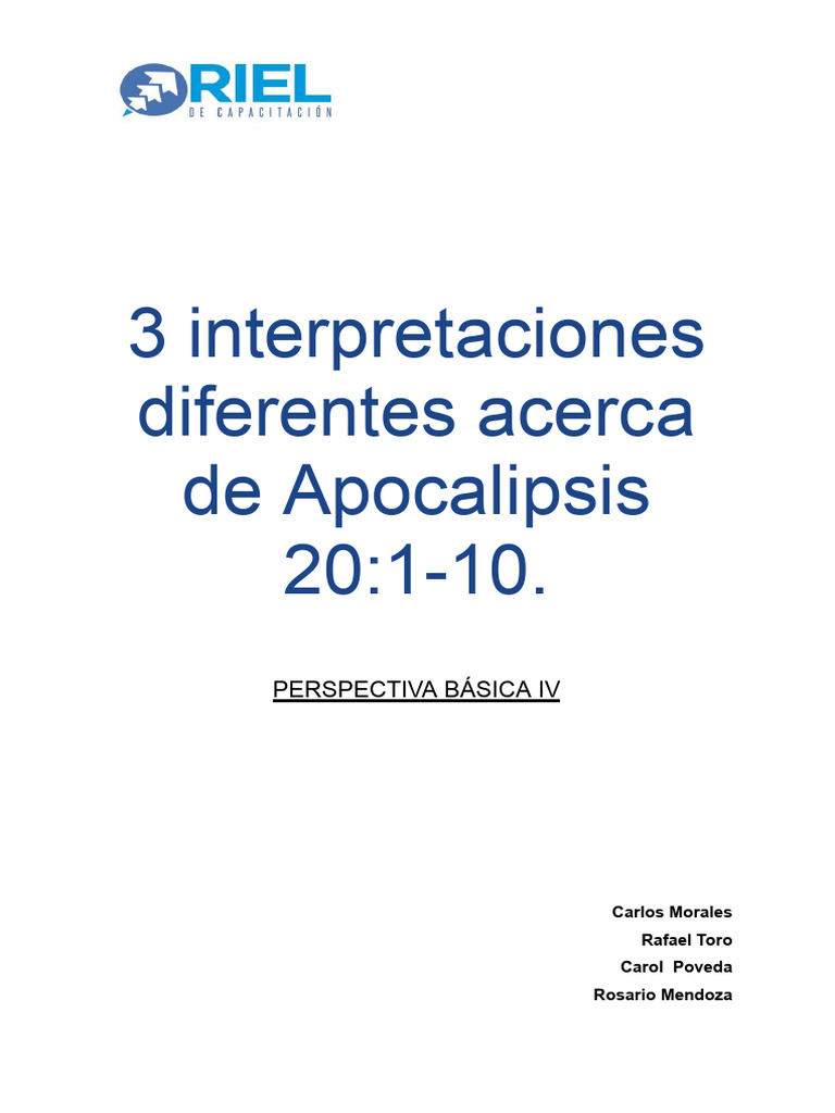 Interpretaciones de Apocalipsis 20:1-10 | PDF | Jesús | Libro de revelación