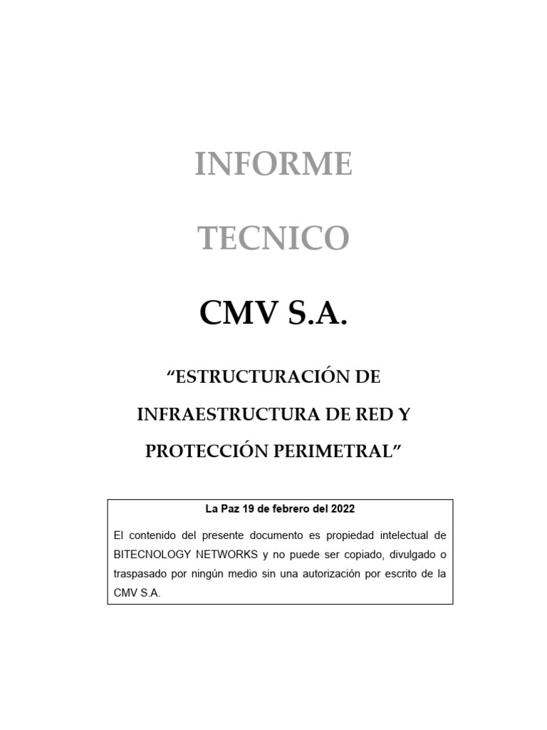 Infraestructura de Red y Seguridad en CMV S.A. | PDF | Enrutador ...
