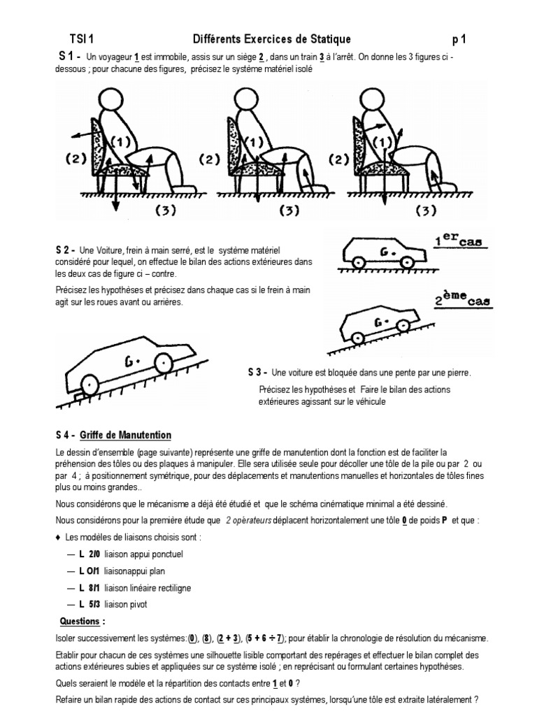 Exercices de Statique TSI 1 | PDF | Roue | Usinage