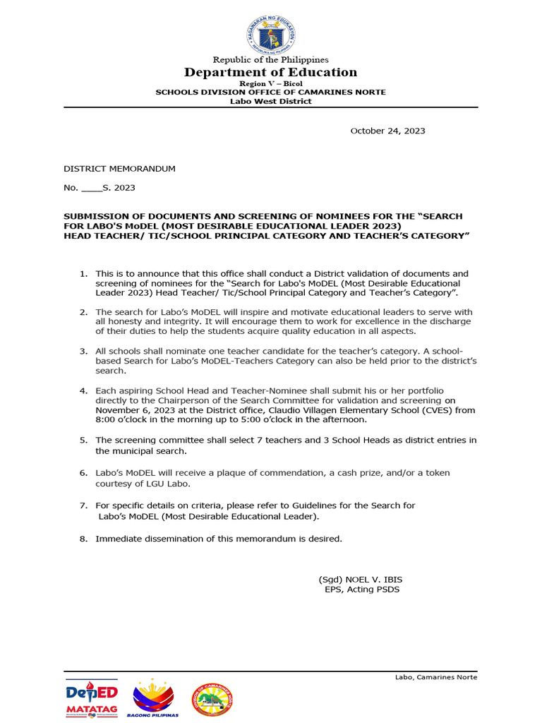 District Memo Sample | PDF