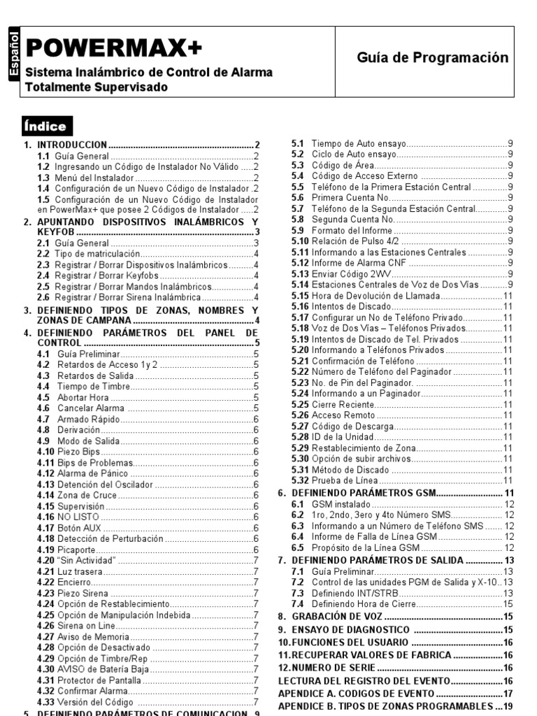 Manual de Programación POWER MAX | PDF | Inalámbrico | Teléfono