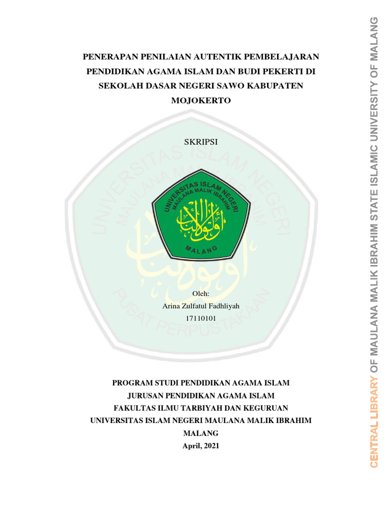 Penilaian Autentik PAI SD Sawo | PDF