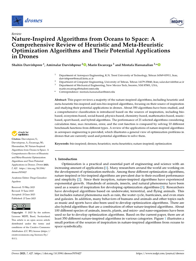 Drones 07 00427 v3 | PDF | Metaheuristic | Mathematical Optimization