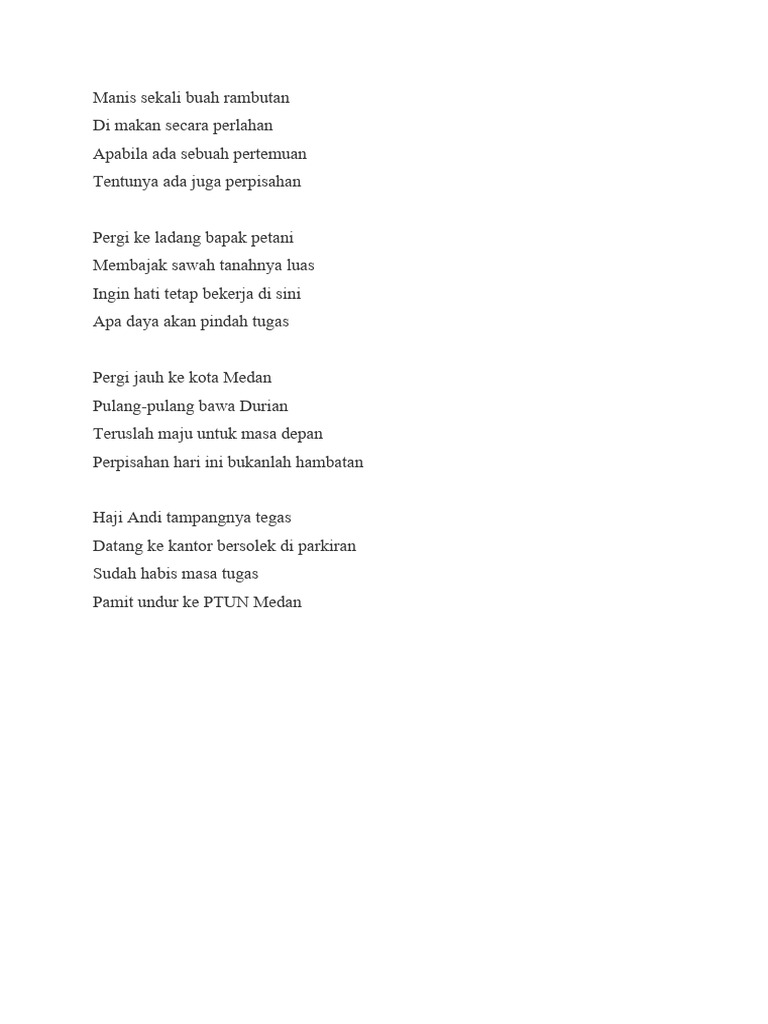 Pantun Perpisahan untuk Pak Ketua | PDF