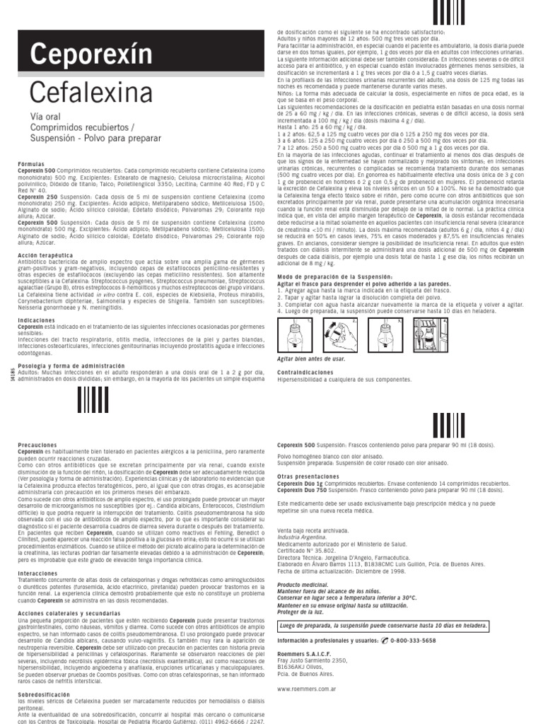 Ceporexín: Cefalexina | PDF | Infección del tracto urinario | Causas de ...